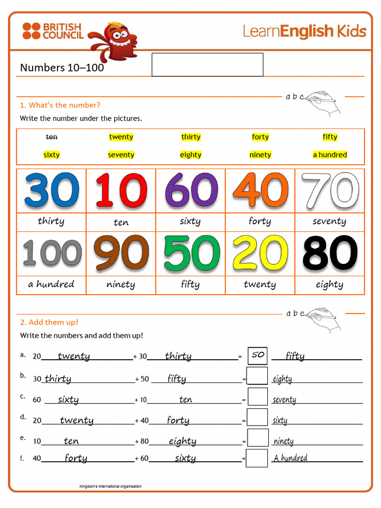Worksheets Numbers 10 100 | PDF