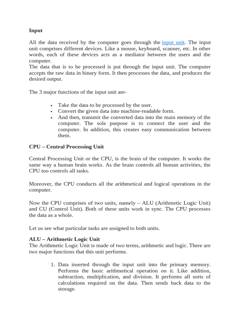 Block Diagram of Computer | PDF | Computer Data Storage | Input/Output