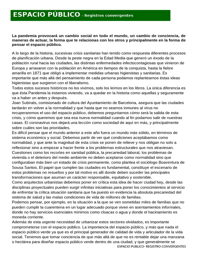 Registro 2 - ESPACIO PUBLICO | PDF