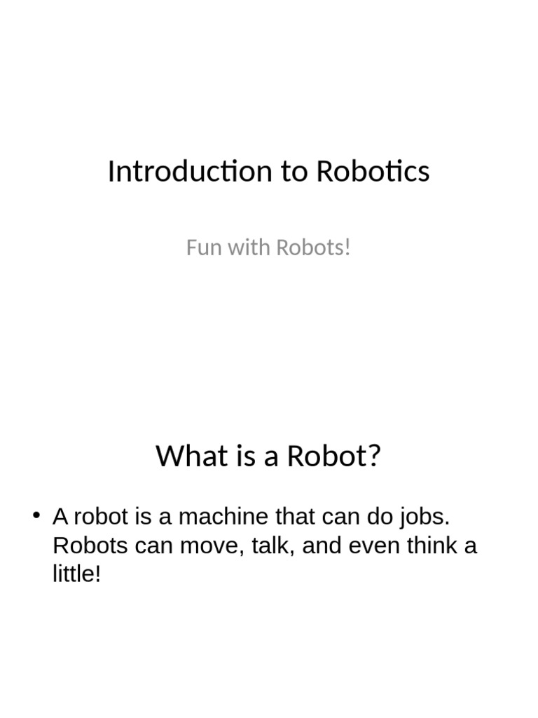 Introduction to Robotics for Kids | PDF