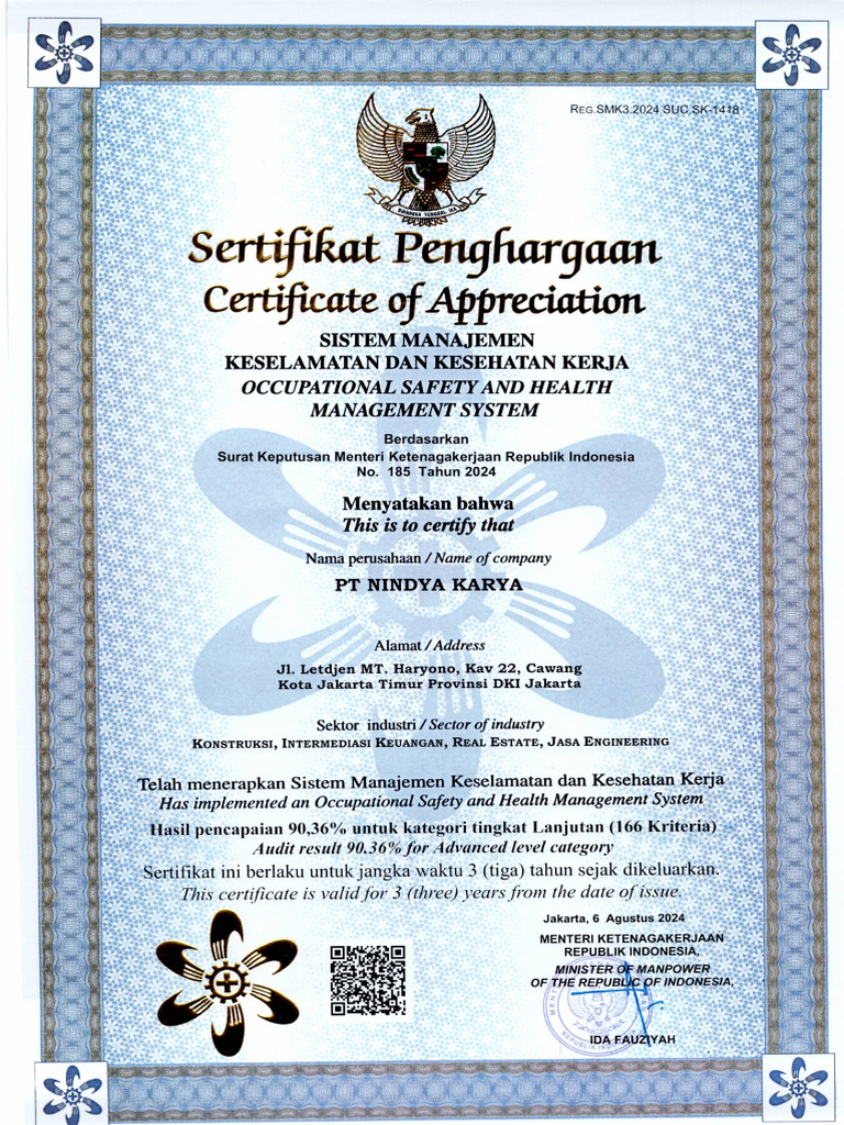 Sertifikat SMK3 | PDF