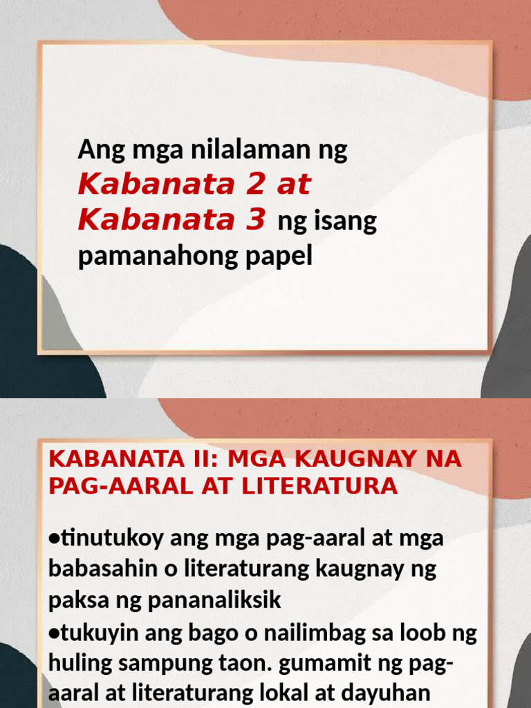 Kabanta II at Kabanata III | PDF