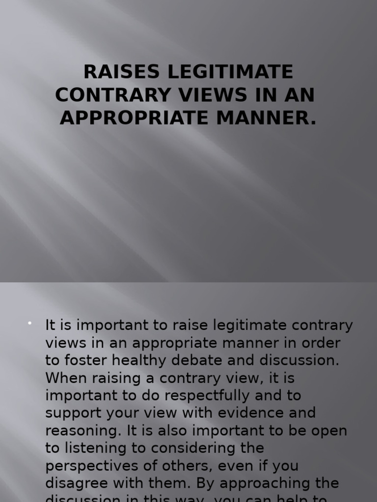 Raises Legitimate Contrary Views in An Appropriate Manner | PDF ...