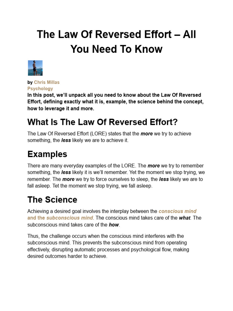 Understanding the Law of Reversed Effort | PDF