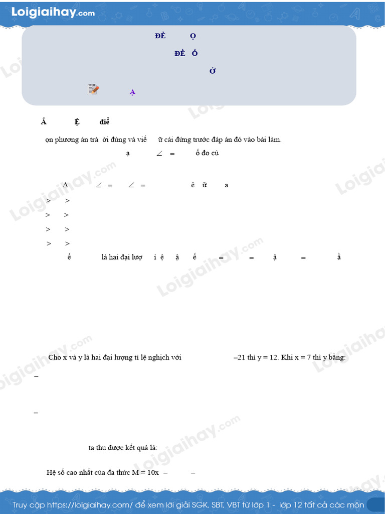 De Kiem Tra Hoc Ki 2 Toan 7 de So 1 Chan Troi Sang Tao 1680332301 | PDF