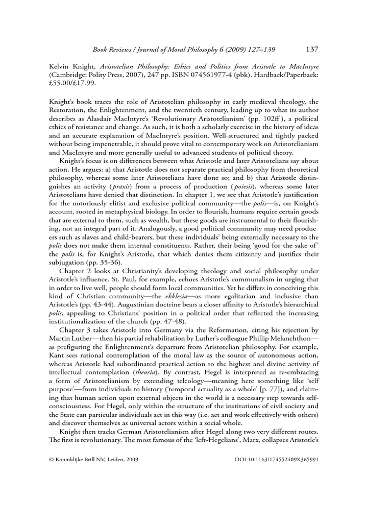Aristotelian Philosophy Ethics and Polit | PDF | Aristotle | Georg ...