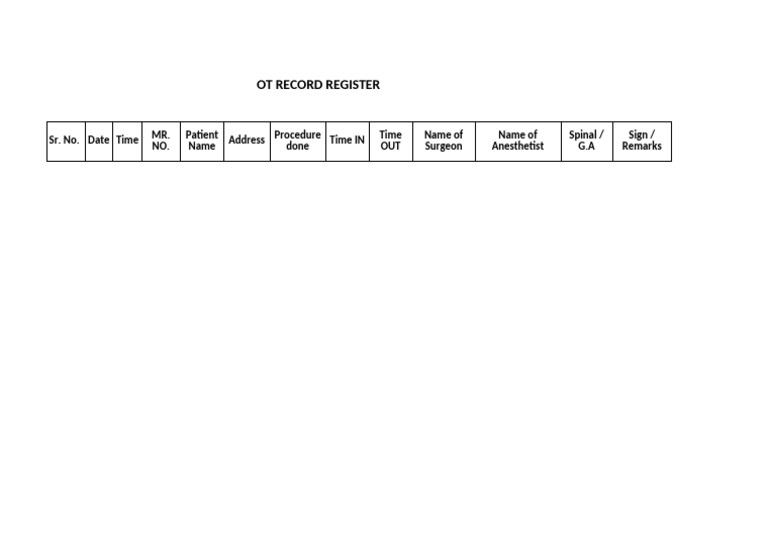 OT Record Register | PDF