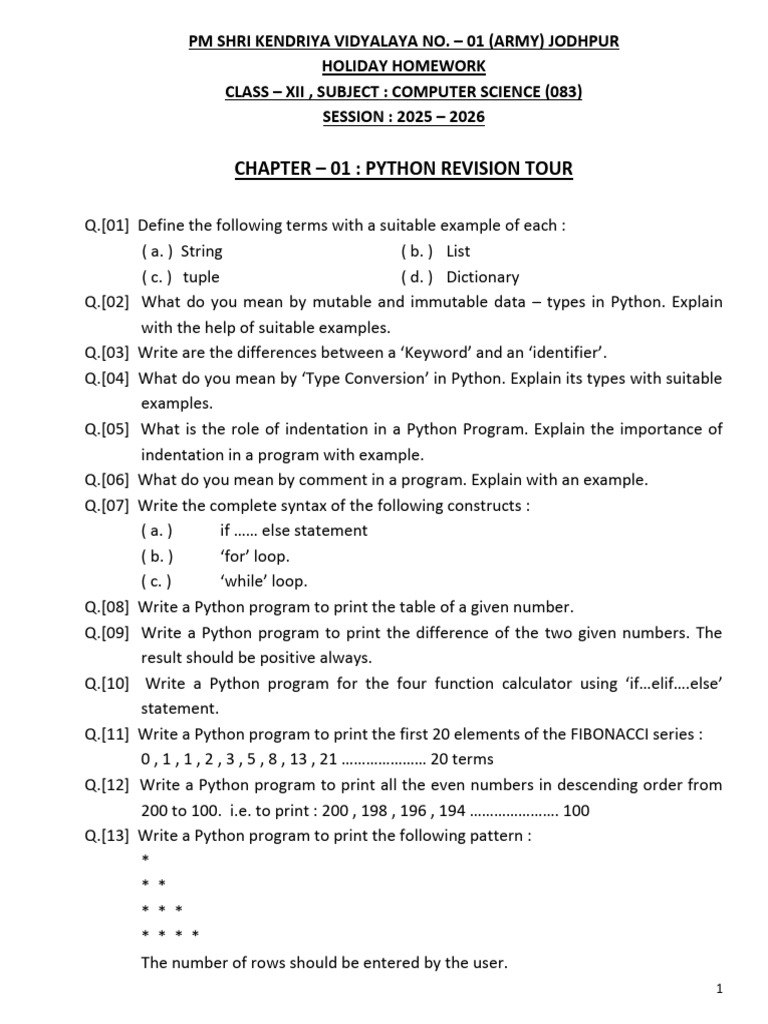 Computer Science Homework 2025-26 | PDF | Computer Programming ...
