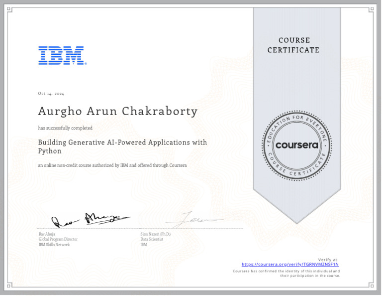 Coursera Certificate Sem-6 | PDF
