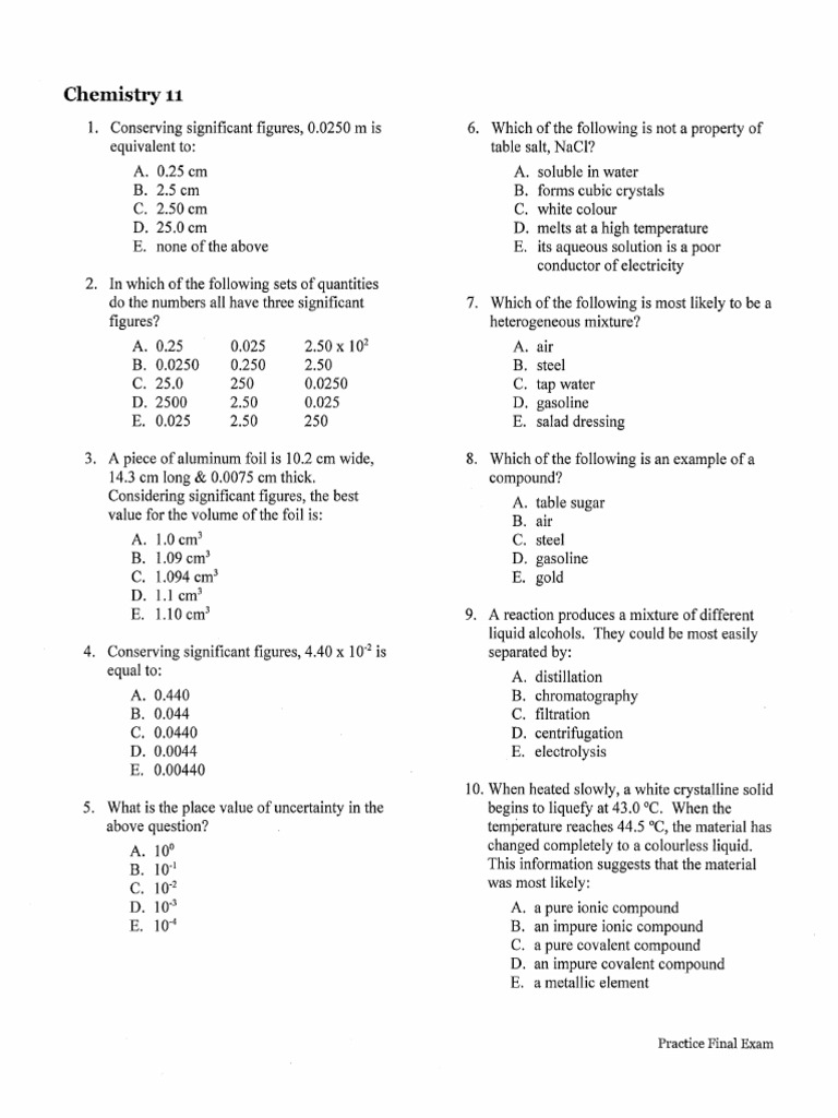 Final Exam Practice Multiple Choice | PDF