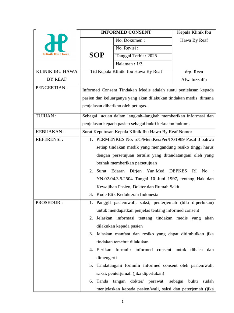 SOP Informed Consent | PDF