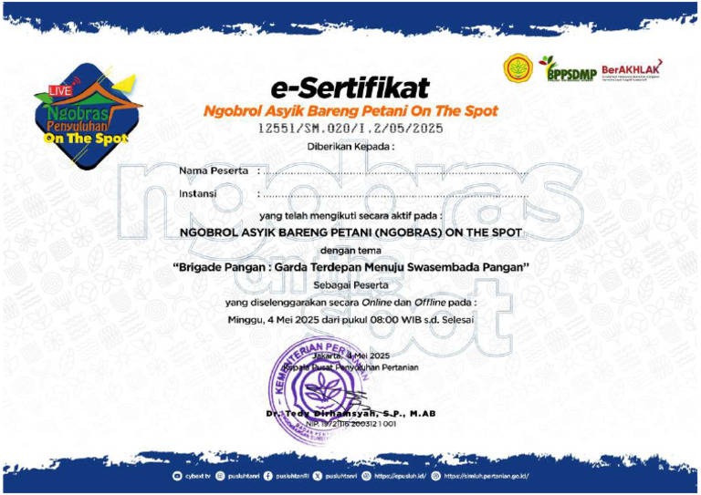 Sertifikat NGOBRAS OTS 04052025 | PDF