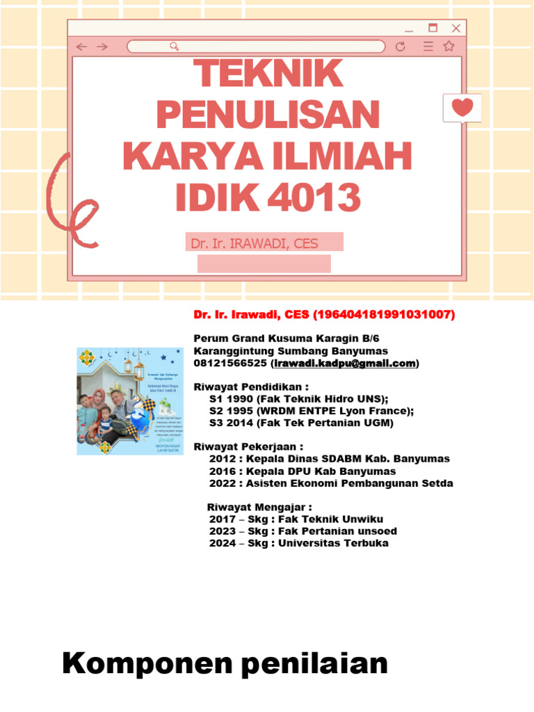 Prinsip Dasar Dan Struktur Penulisan Karya Ilmiah (Irawadi) | PDF