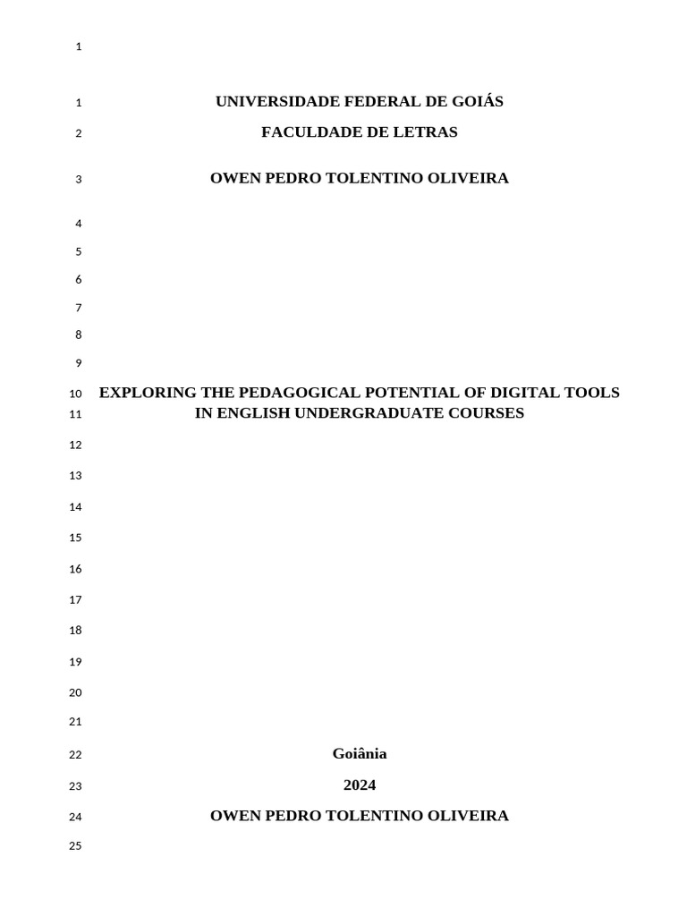 (REVISED) EXPLORING THE PEDAGOGICAL POTENTIAL OF DIGITAL TOOLS IN ENGLISH UNDERGRADUATE COURSES ...