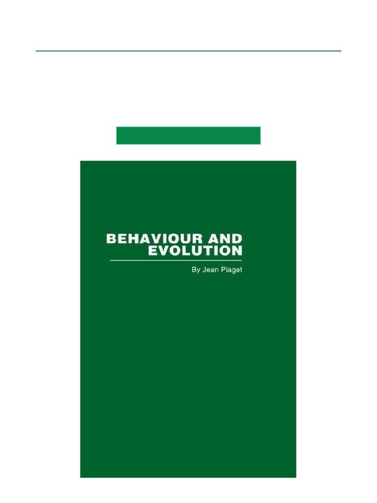 Behaviour and Evolution, 1st Edition Multiformat Download | PDF ...