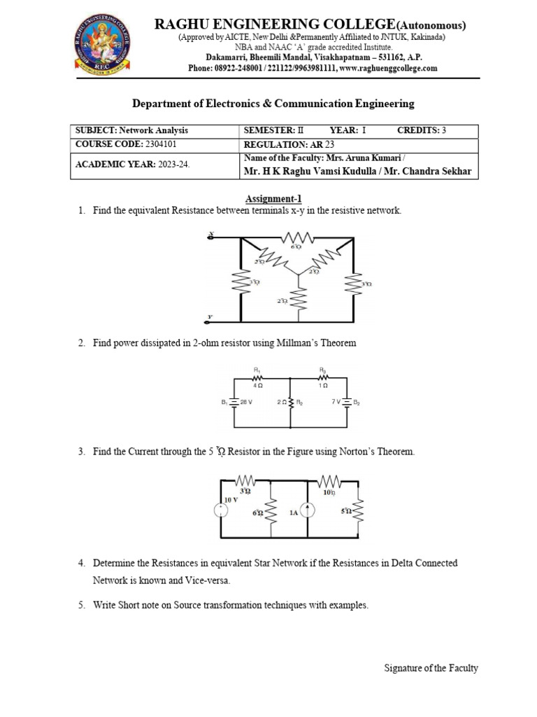 Network Analysis Assignments | PDF | Inductor | Electrical Impedance