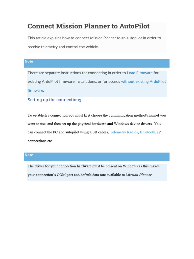 Connecting Mission Planner to Autopilot | PDF | Usb | Booting
