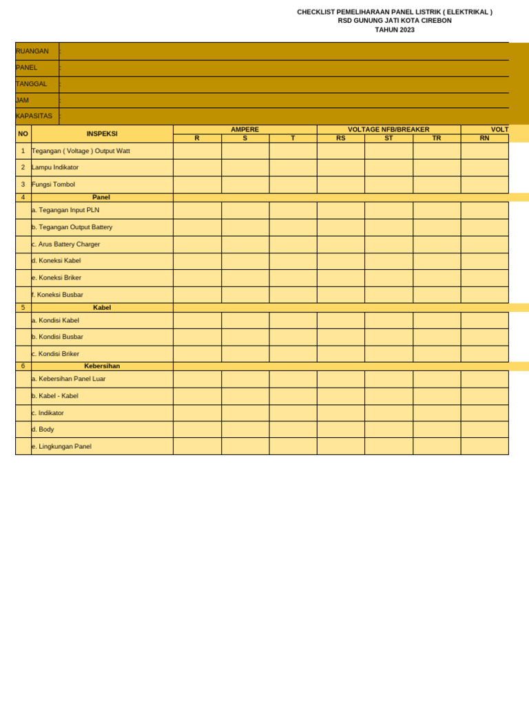 Form Checklist Panel Listrik | PDF