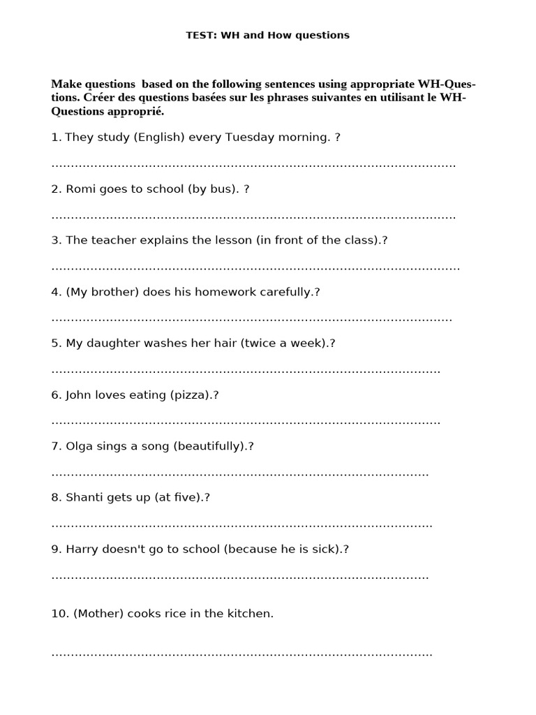 WH Questions | PDF