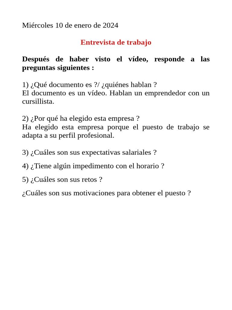 Corrección Actividad de Comprensión Auditiva | PDF