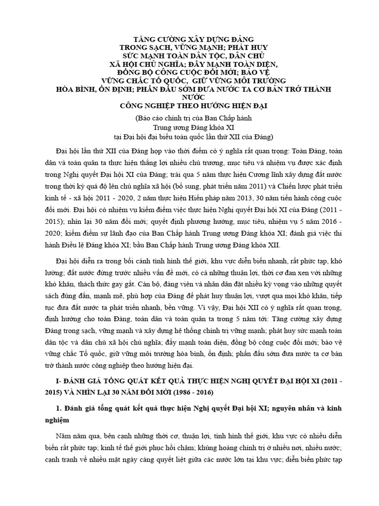 Van kien Dai hoi XII.docx | PDF