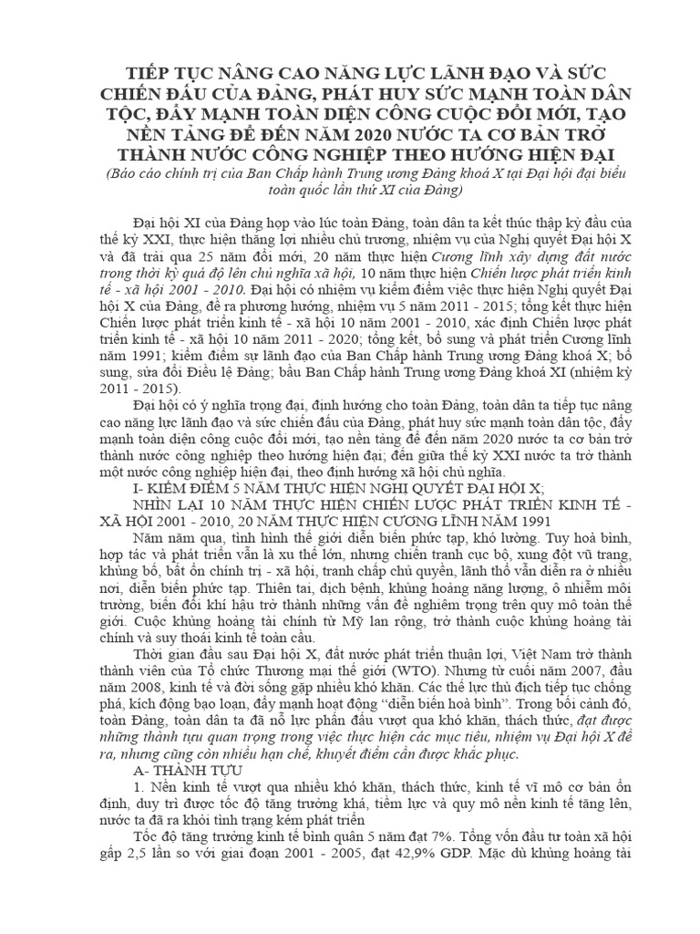 Van kien Dai hoi XI.docx | PDF