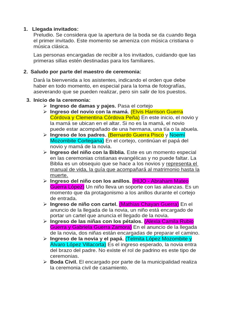 Protocolo de Boda - Programa | PDF | Boda