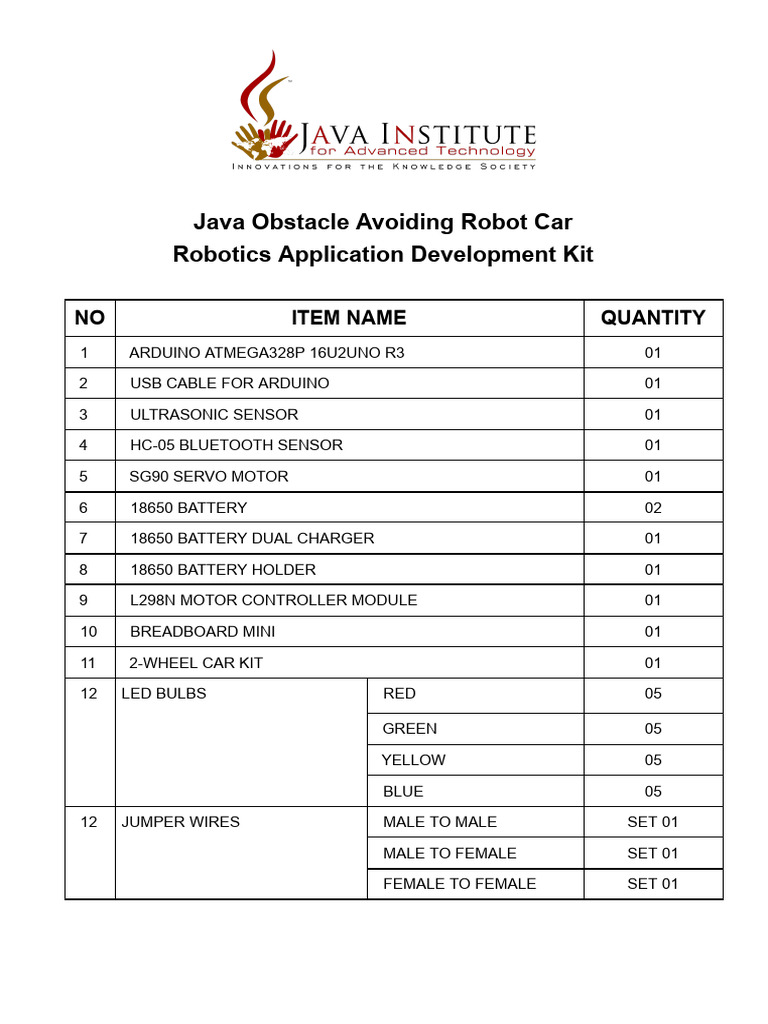 Obstacle Avoiding and Bluetooth Robot Rover Component List 2 | PDF