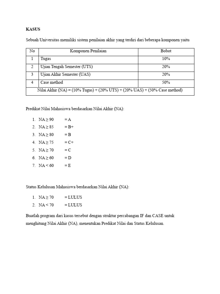 Soal Casemethod Algoritma Pemrograman | PDF