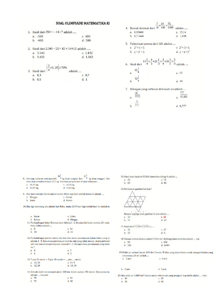 soal OLIM KELAS 5 SD | PDF