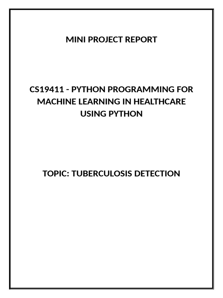 Tuberculosis Detection Using A Convolutional Neural Network On A Synthetic Dataset Pdf