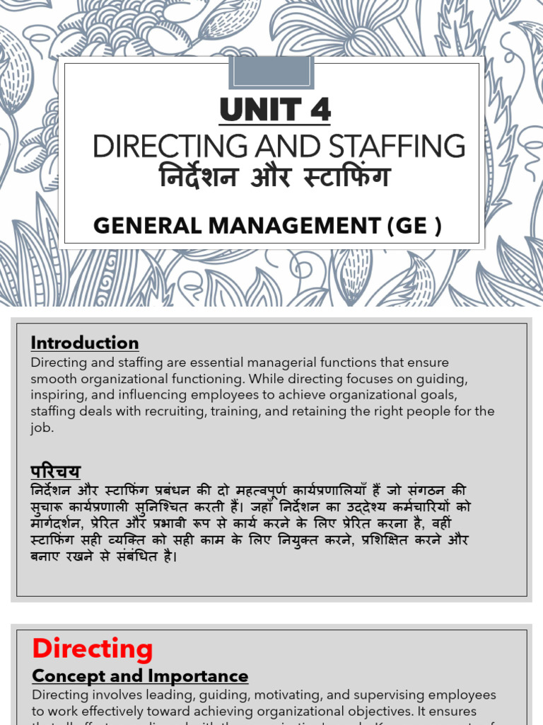 Unit 4 Directing and Staffing | PDF