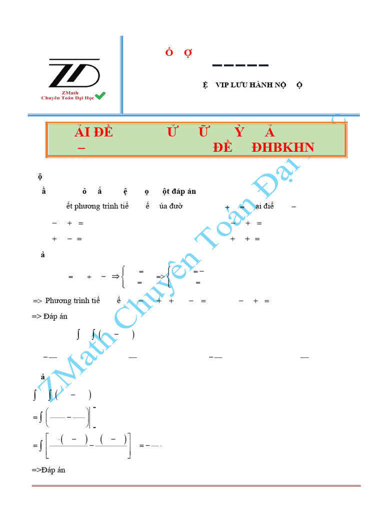 NN1 Giải đề thi thử giữa kỳ giải tích 2 đề 1 | PDF