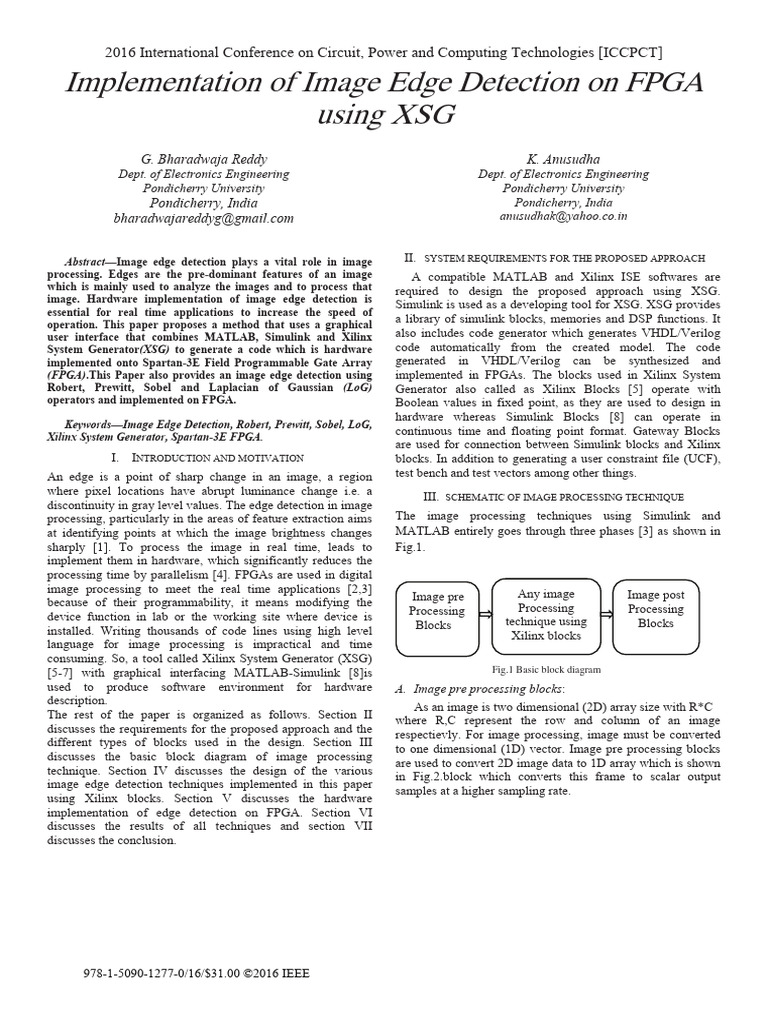 Implementation Of Image Edge Detection On Fpga Using Xsg Pdf Field