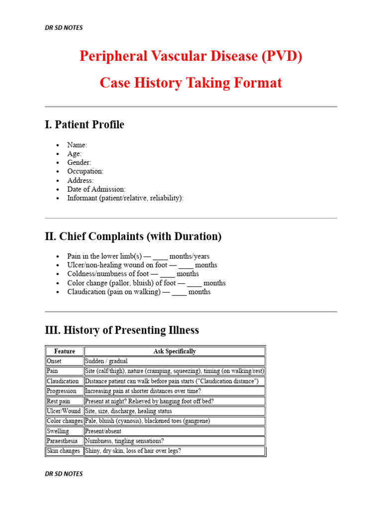 Peripheral Vascular Disease (PVD) DR SD Notes | PDF | Medical ...