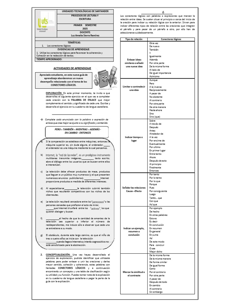 Guía de Conectores Lógicos para Estudiantes | PDF | Pobreza | Pobreza e ...