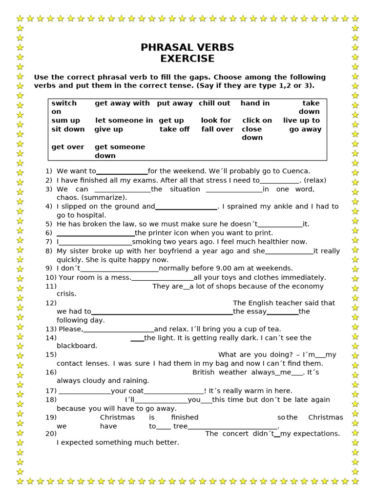 Phrasal Verbs Exercise Key | PDF | Linguistic Morphology | Linguistics