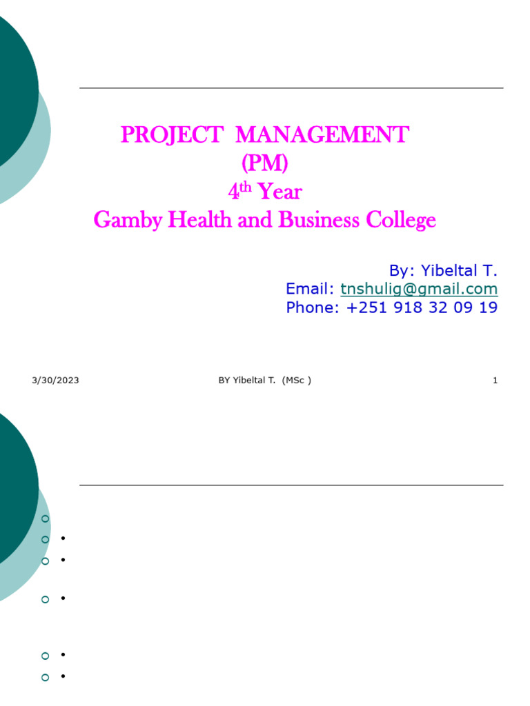 CH1-4 Project Management (Gamby) | PDF | Forecasting | Feasibility Study