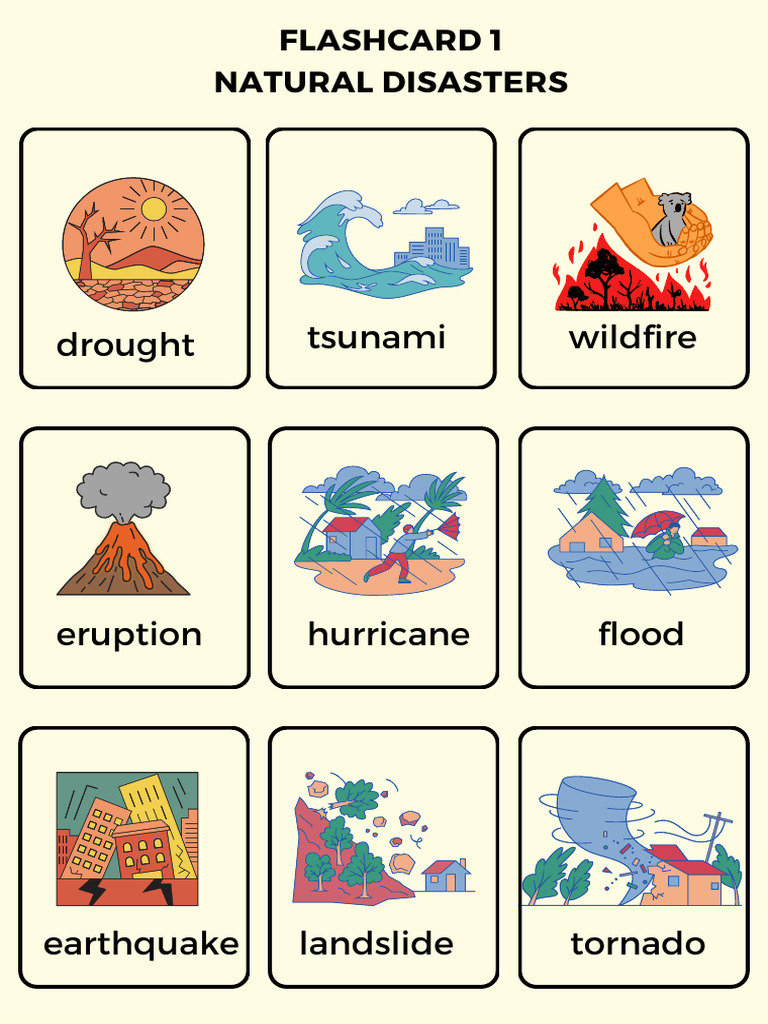 Flashcards of Natural Disasters | PDF