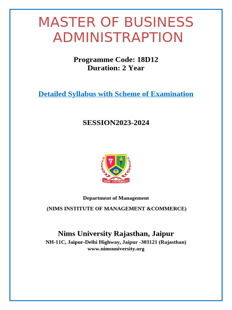Updated MBA Syllabus 2022-2024 | PDF | Master Of Business ...