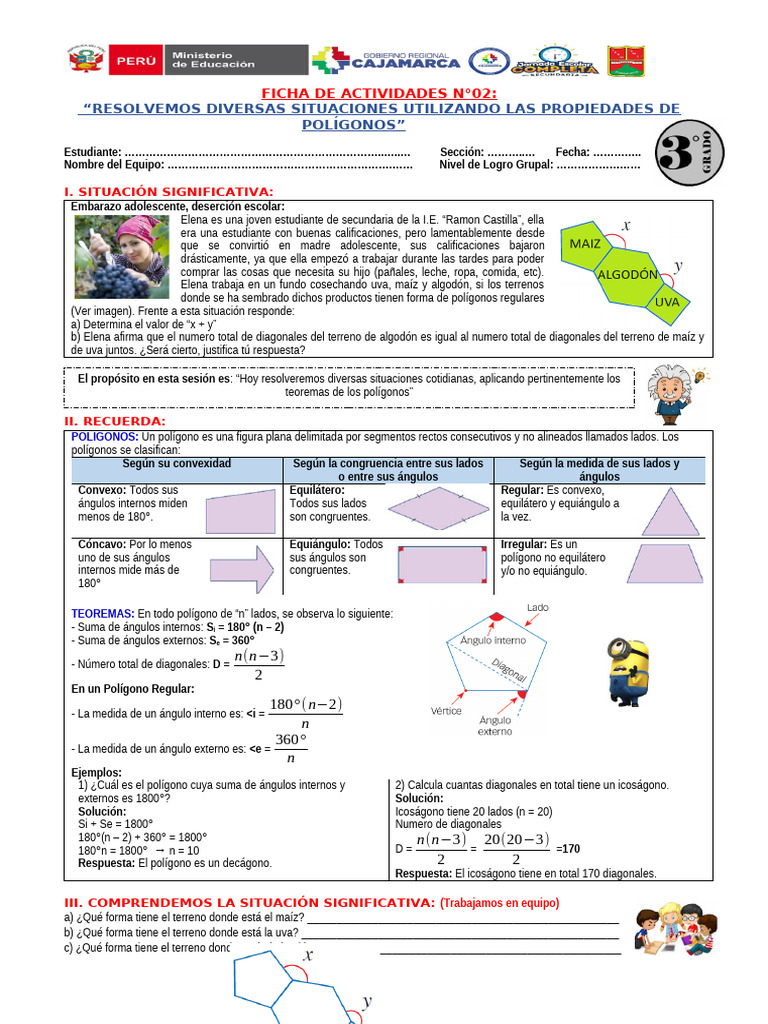 FICHA 2- Polígonos | PDF | Ángulo | Geometria clasica