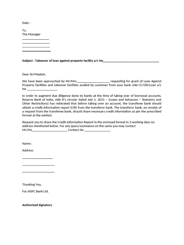 CIR Letter Format | PDF