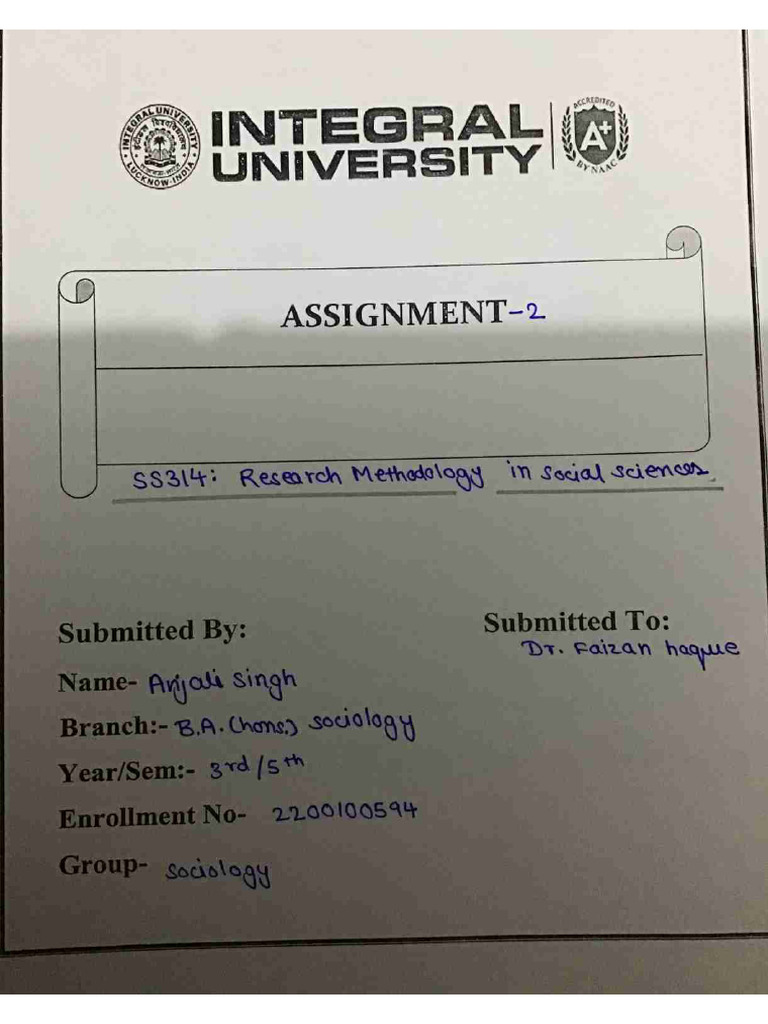 Assignment 2 Research Methodology in Social Sciences | PDF