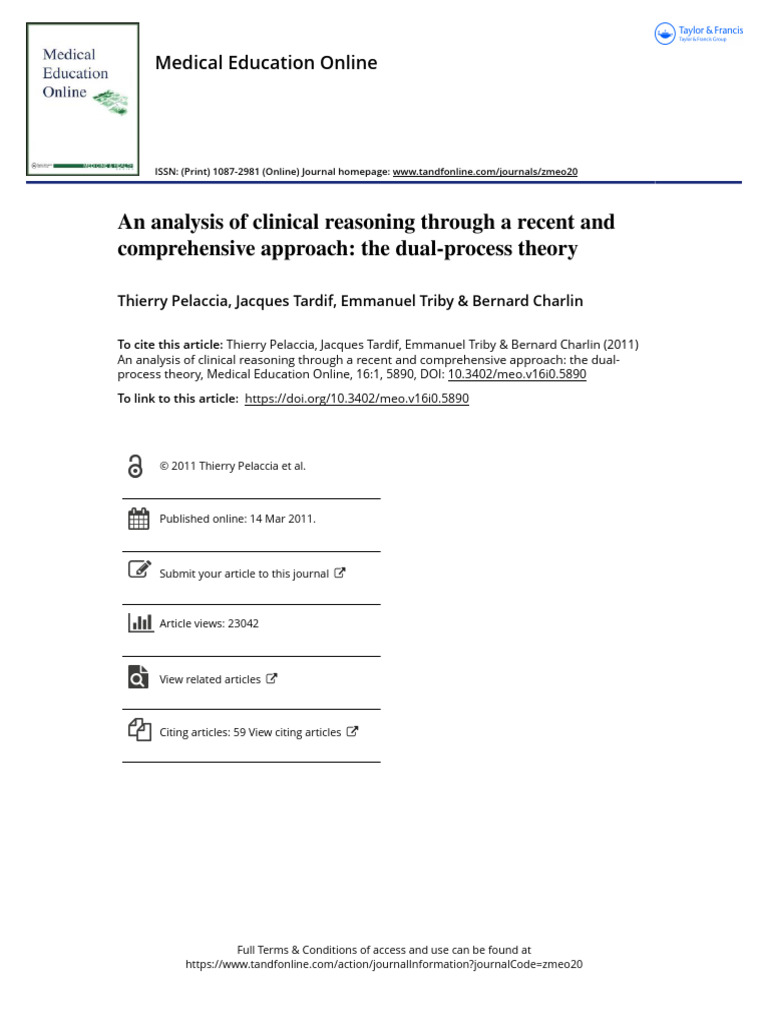 Dual-Process Theory in Clinical Reasoning | PDF | Reason | Medical ...