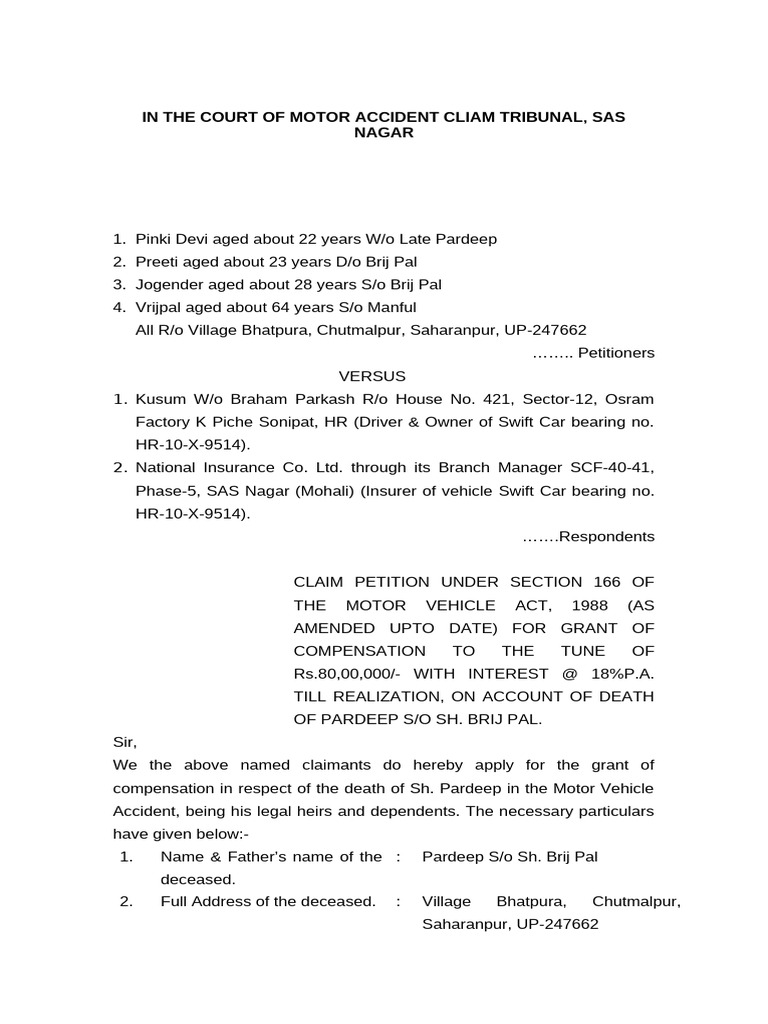 Claim Petition by Jagjit Adv. | PDF | Affidavit