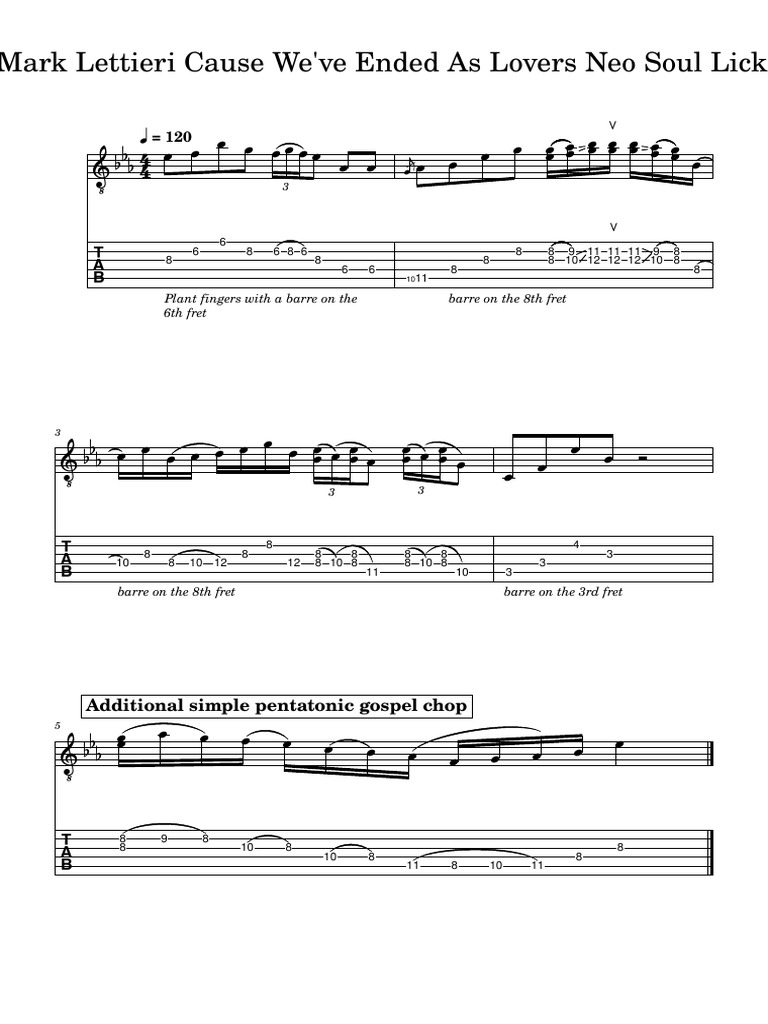 Mark Lettieri Cause We'Ve Ended As Lovers Neo Soul Lick | PDF | Elements Of Music | Musical ...
