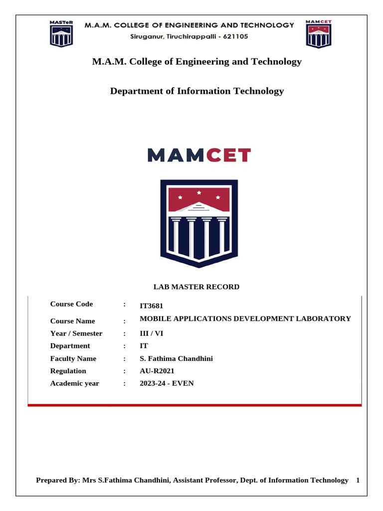 IT3681 MAD Master Record | PDF | Cross Platform Software | Graphical ...