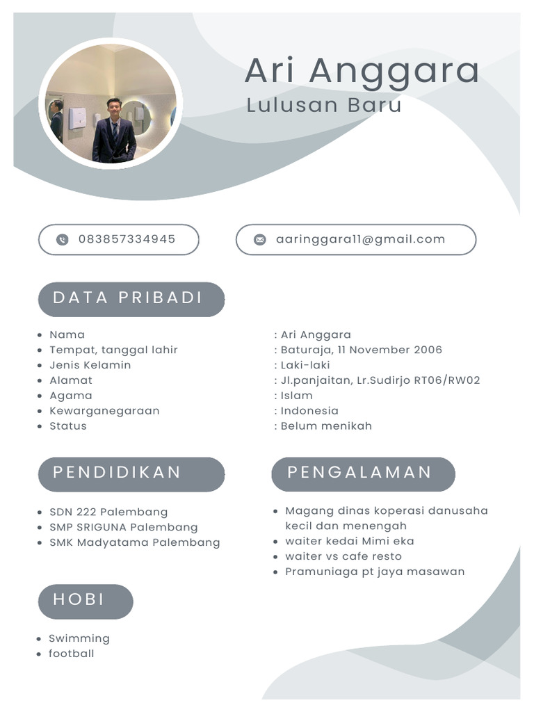 Putih Dan Abu-Abu Minimalis Modern CV Resume Riwayat Hidup PDF | PDF