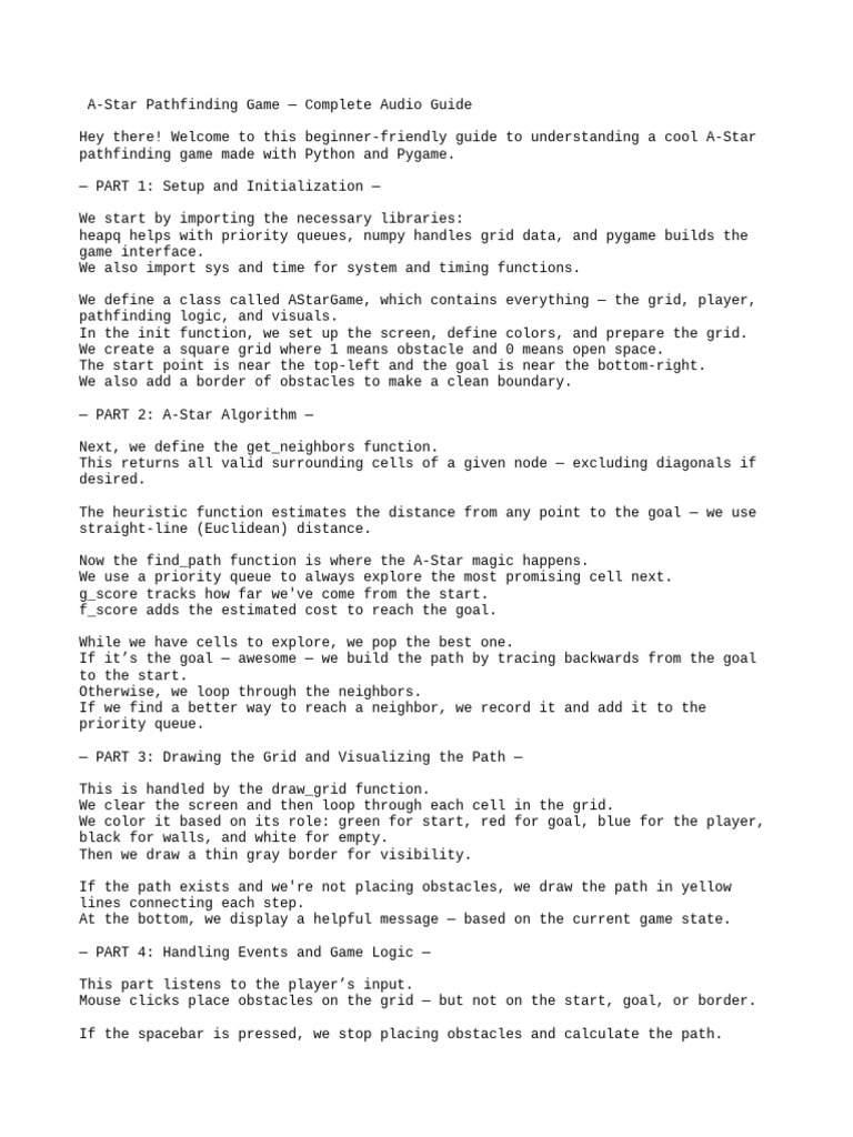 Astar Game Explained Script | PDF | Algorithms And Data Structures | Algorithms