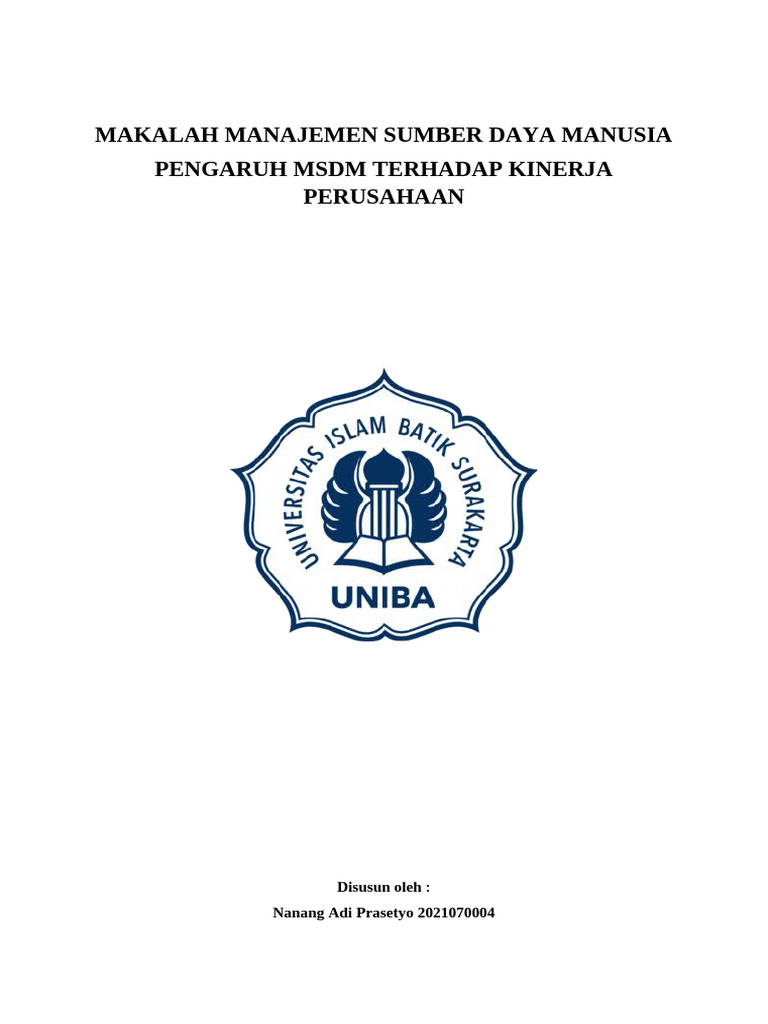 MAKALAH MANAJEMEN SUMBER DAYA MANUSIA | PDF